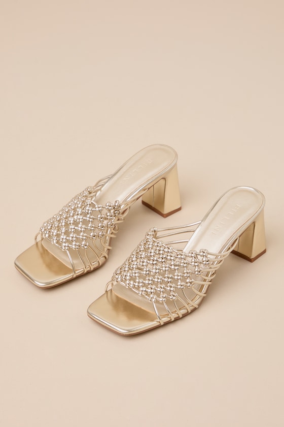 Billini Ximenez - Gold Metallic Sandals - High Heel Slide Sandals - Lulus