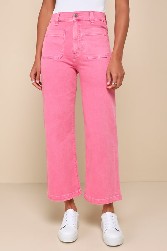 Daze Denim Siren Candy - Hot Pink Jeans - Wide-Leg Sailor Jeans - Lulus