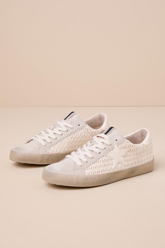Shu Shop Paula - Bone Woven Fabric Sneakers - Flatform Sneakers - Lulus