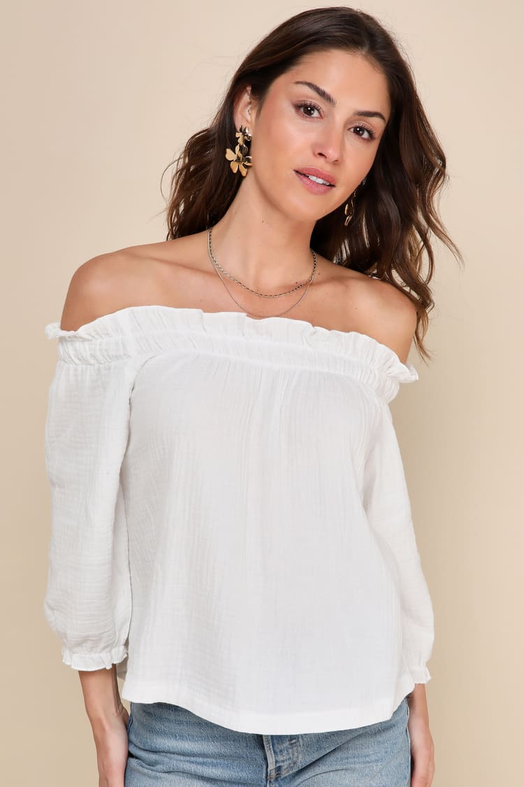 Off The Shoulder White Shirt