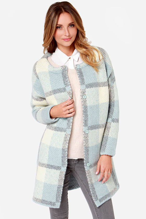 Light Blue Jacket - Sweater Jacket - Collarless Jacket - $117.00 - Lulus