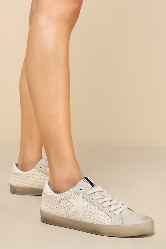 Shu Shop Paula - Bone Woven Fabric Sneakers - Flatform Sneakers - Lulus