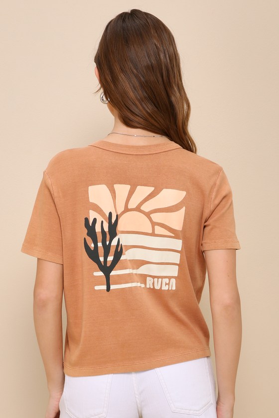RVCA Daily Tee - Terracotta Tshirt - Cotton Logo Tee - RVCA Tee - Lulus