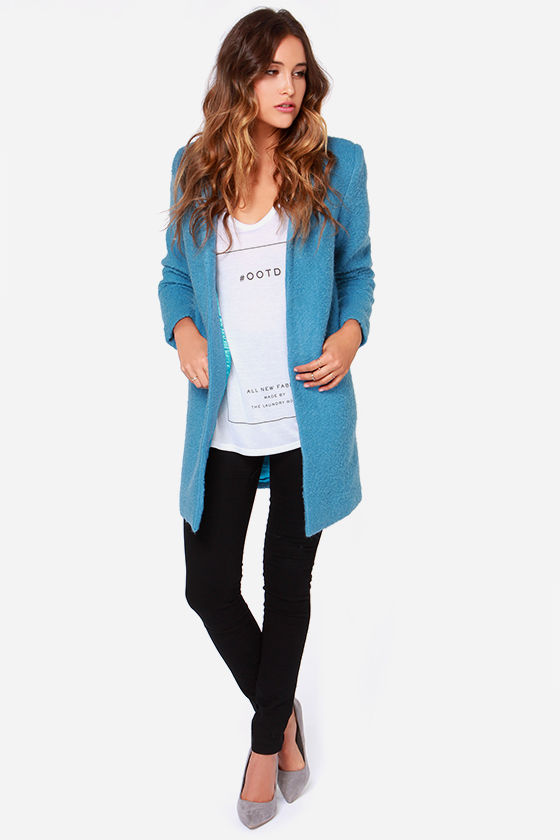 Pretty Oversized Coat - Blue Coat - Boucle Coat - $131.00 - Lulus