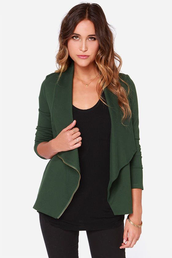 Forest Green Jacket - Wrap Jacket - Zipper Jacket - $91.00 - Lulus