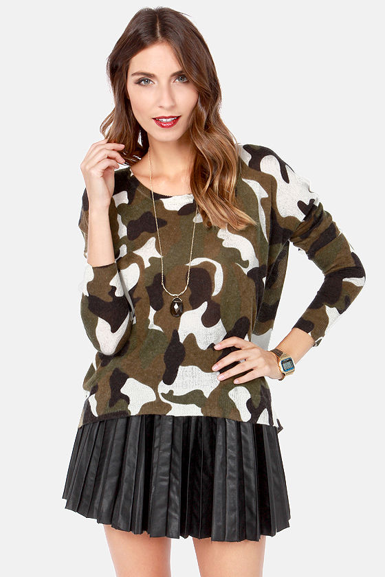 Cute Camo Print Sweater - Camouflage Sweater - $55.00 - Lulus