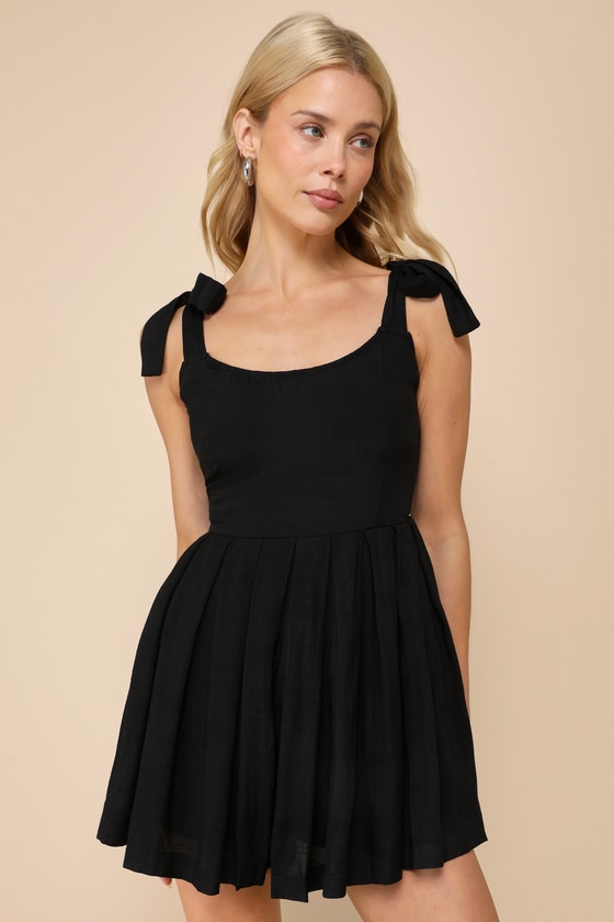 Black Pleated Romper - Tie Strap Romper - Cute Romper - Romper - Lulus