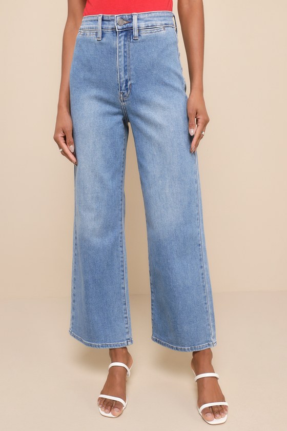 JBD Wide-Leg Jeans - Medium Wash Jeans - High-Waisted Jeans - Lulus
