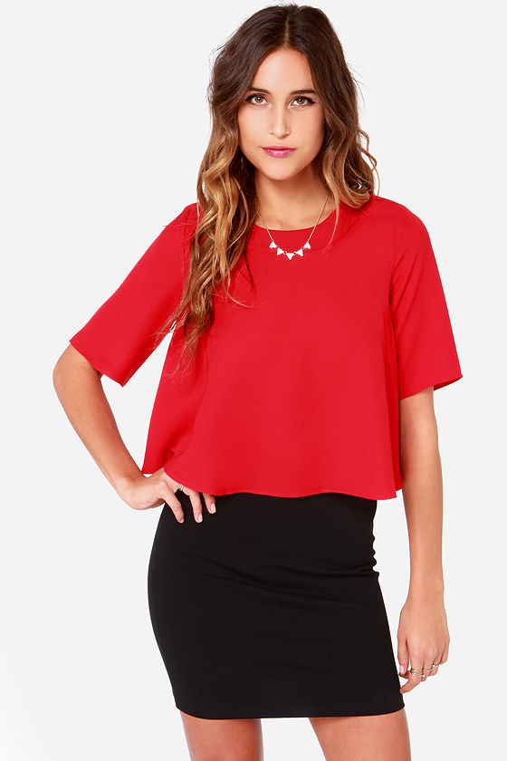 Sweet Red Top - Crop Top - Short Sleeve Top - $46.00 - Lulus