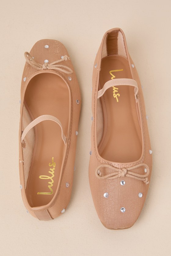 Light Nude Ballet Flats - Rhinestone Ballet Flats - Ballet Flats - Lulus