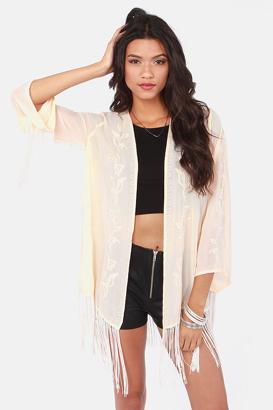 Cute Cream Top - Kimono Top - Fringe Top - $53.00 - Lulus