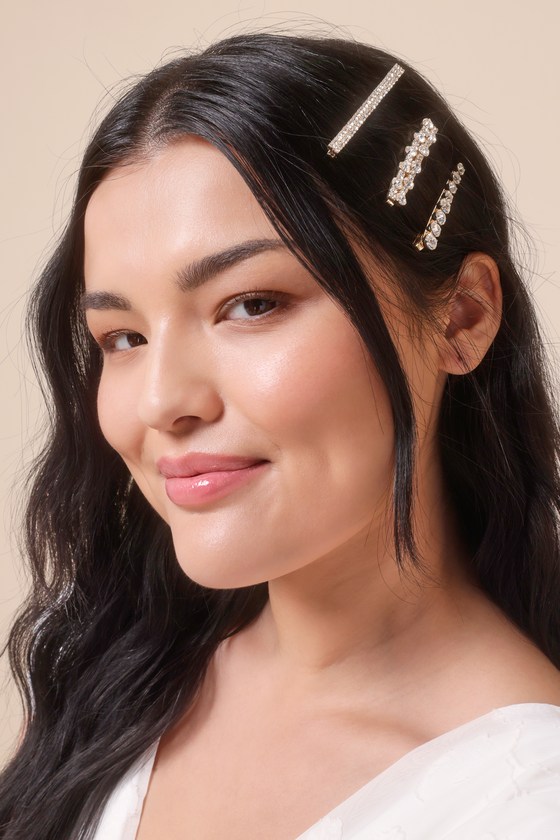 Gold Rhinestone Hair Pin Set - Five-Piece Clip Set - Hair Pins - Lulus