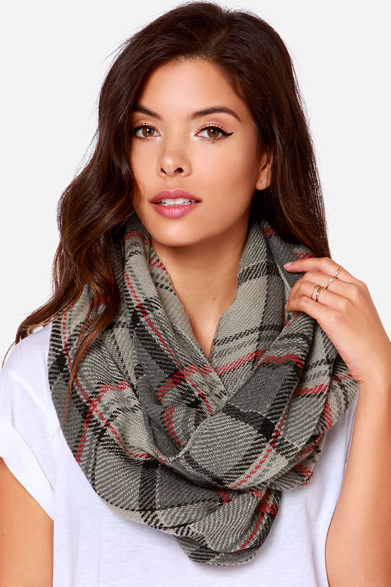 Cozy Grey Scarf - Plaid Scarf - Infinity Scarf - $14.00 - Lulus