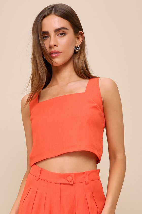 Red Orange Top - Cropped Tank Top - Boxy Tank Top - Lulus