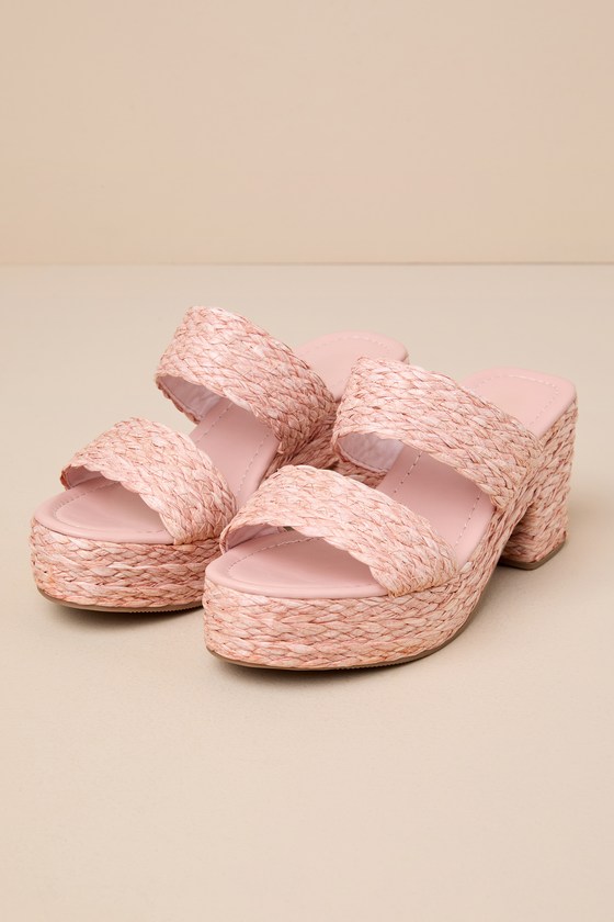 Pink Raffia Sandals - Woven Raffia Sandals - Platform Sandals - Lulus