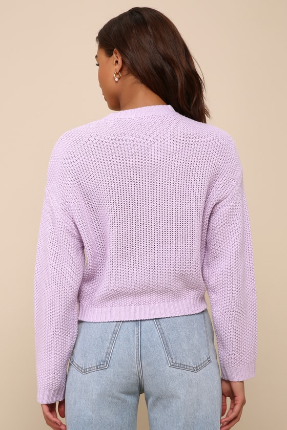 Lavender Sweater - Pointelle Knit Sweater - Crew Neck Sweater Top - Lulus