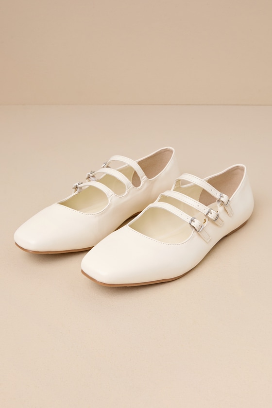 Bone Ballet Flats - Buckle Ballet Flats - Square-Toe Ballet Flats - Lulus