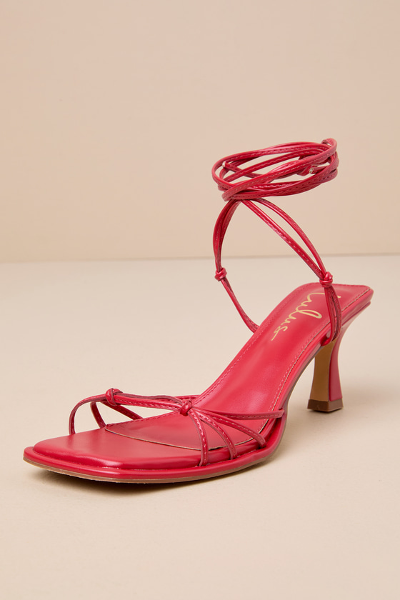 Red High Heels - Lace-Up High Heel Sandals - Strappy Sandals - Lulus