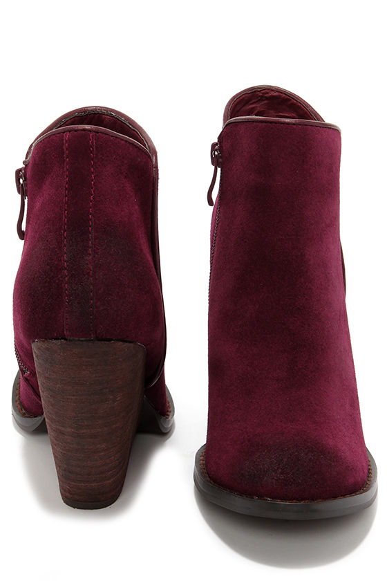 Cute Suede Booties - Wedge Booties - Burgundy Booties - $84.00 - Lulus
