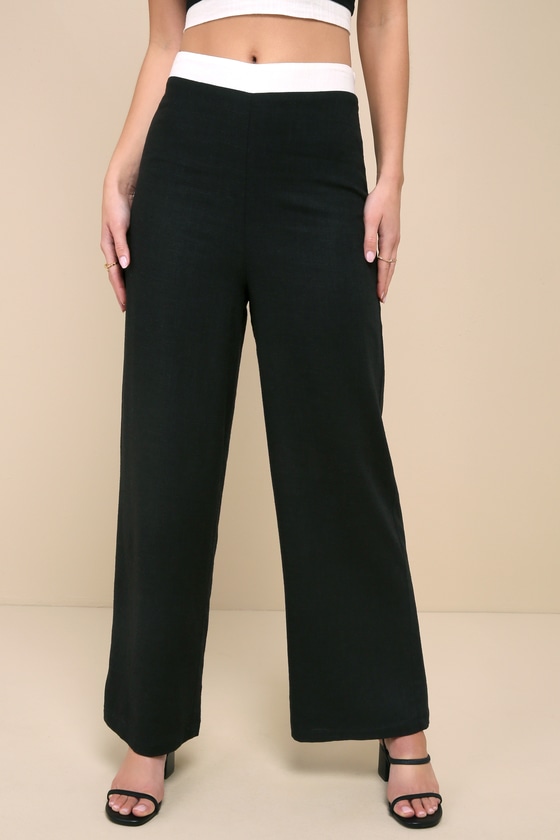 Black and White Pants - Color Block Pants - Wide-Leg Pants - Lulus