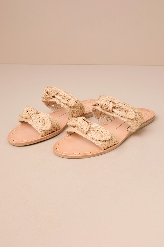 Dolce Vita Dinah Light Natural - Raffia Sandals - Slide Sandals - Lulus