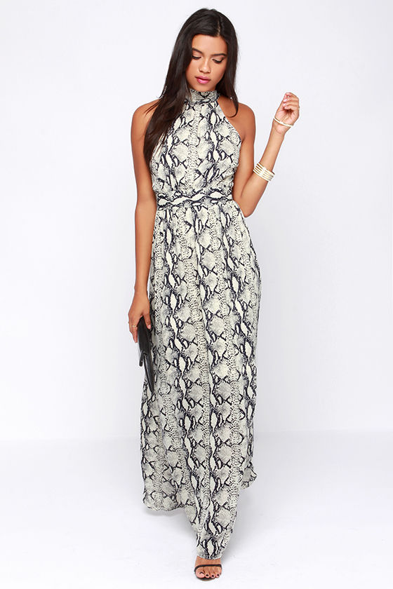 Pretty Maxi Dress - Halter Dress - Python Print Dress - $65.00 - Lulus