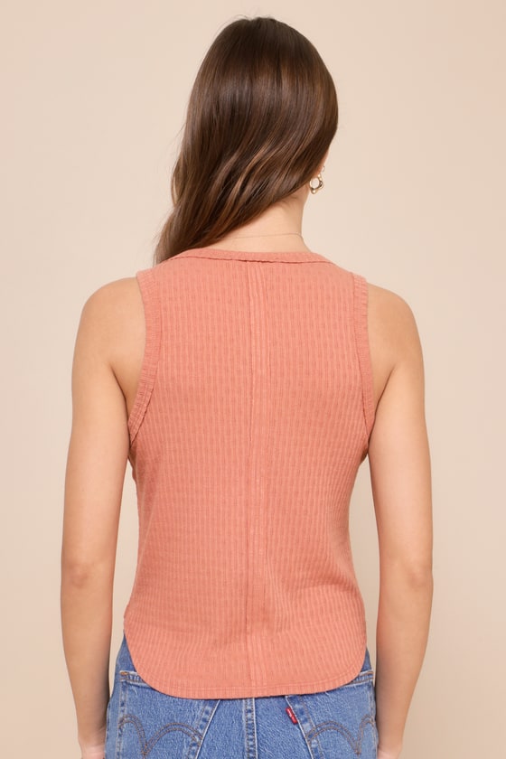 Terra Cotta Tank Top - Ribbed Tank Top - Pointelle Tank Top - Lulus