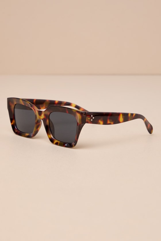Brown Tortoise Sunglasses Square Sunglasses Brown Sunnies Lulus