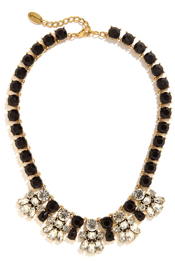 Pretty Black Necklace - Rhinestone Necklace - Statement Necklace - $36. ...