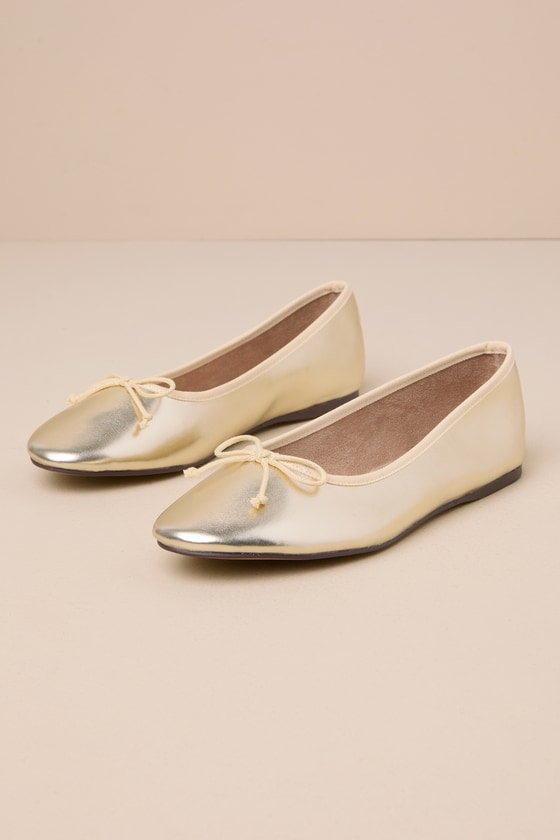 Chinese Laundry Audrey - Gold Ballet Flats - Bow Ballet Flats - Lulus