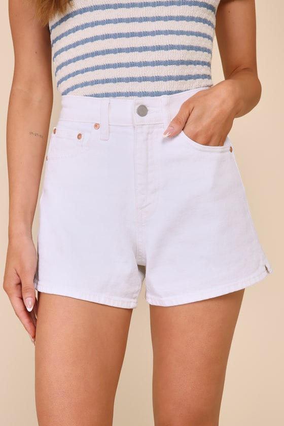 Just Black White Shorts - High-Rise Denim Shorts - White Shorts - Lulus