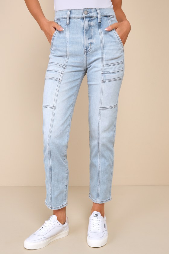 Daze Denim Straight Up - Cargo Cropped Jeans - High Rise Jeans - Lulus