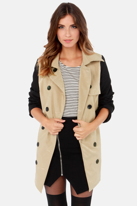 Cute Beige Jacket - Trench Coat - Color Block Coat - $127.00 - Lulus