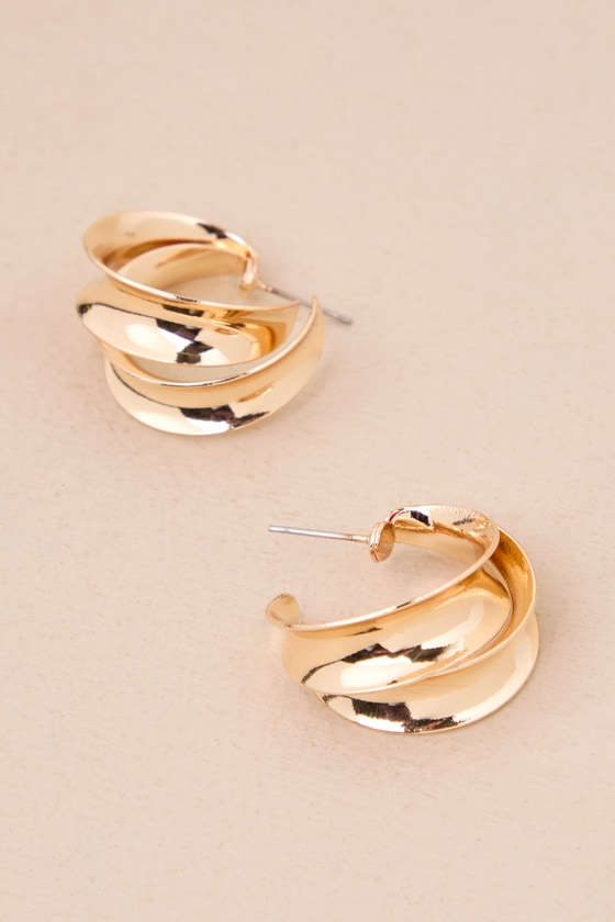 Gold Earrings - Overlapping Hoop Earrings - Layered Earrings - Lulus