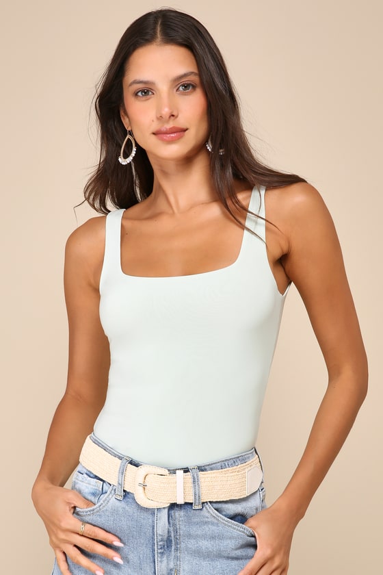 Square Neck Bodysuit - Mint Green Bodysuit - Sleeveless Bodysuit - Lulus