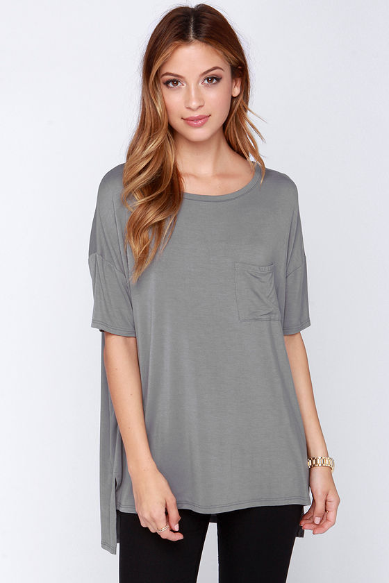 Cool Grey Tee - Oversized Tee - Pocket Tee - $29.00 - Lulus