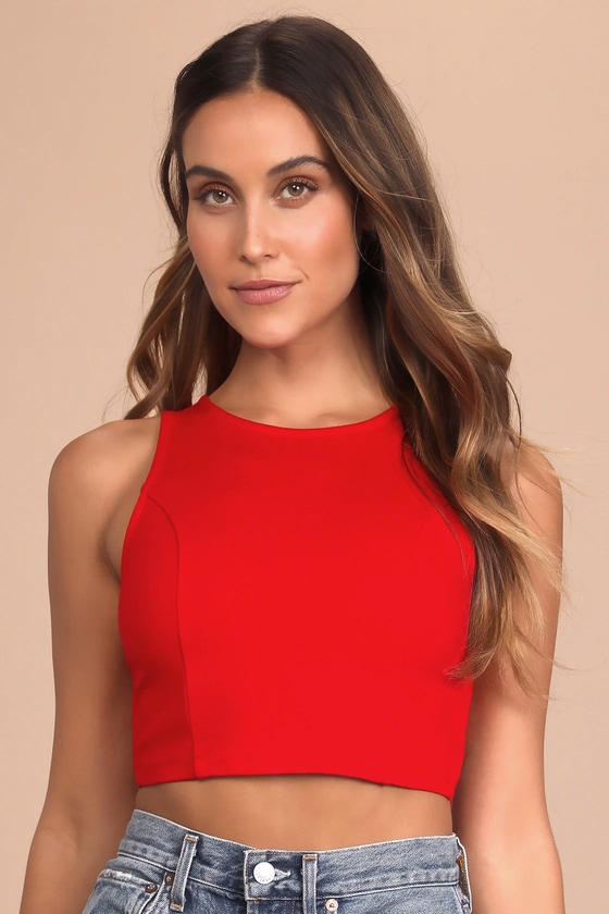 Red Top - Tie-Back Top - Crop Top - Tank Top - Sleeveless Top - Lulus