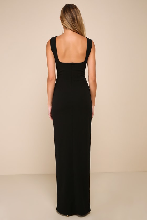 Sexy Black Gown - Column Maxi Dress - Square-Neck Maxi Dress - Lulus