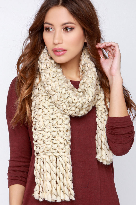 Cozy Cream Scarf - Fringe Scarf - $20.00 - Lulus