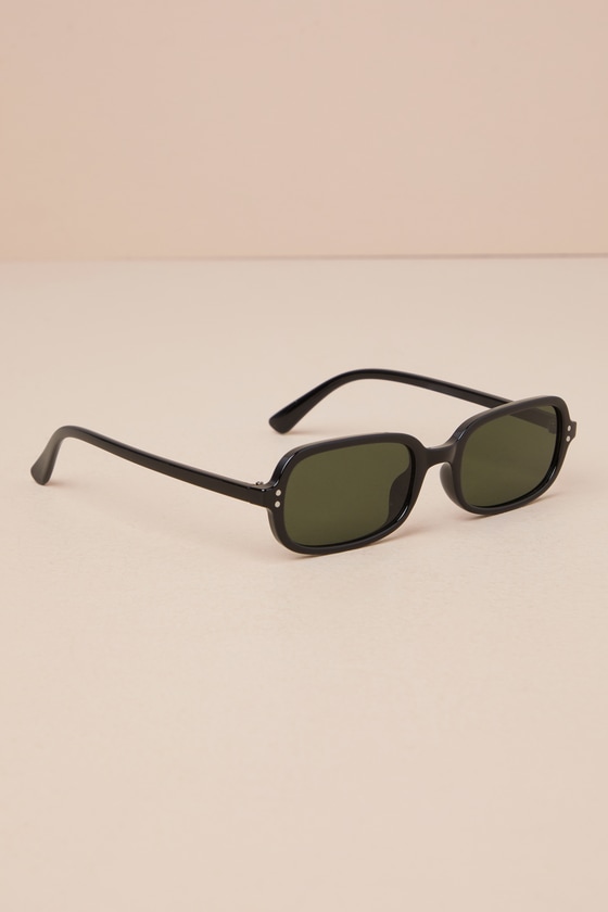 Black Sunglasses - Rectangular Sunglasses - Small Sunglasses - Lulus