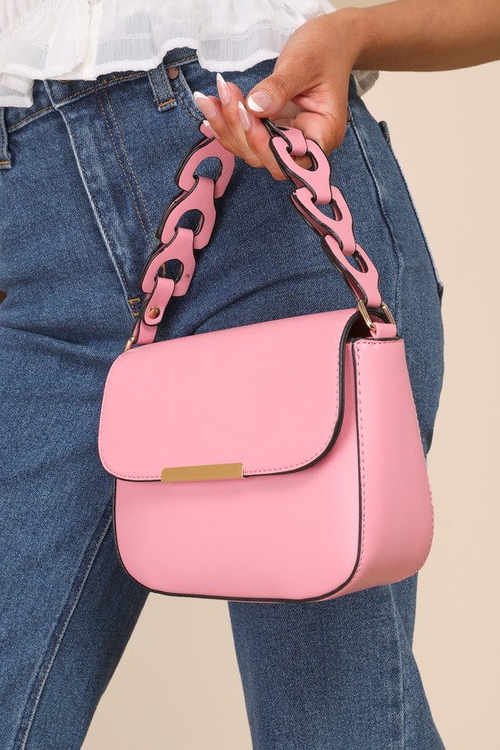Pink Interlocking Link Bag - Rectangular Handbag - Chain Bag - Lulus