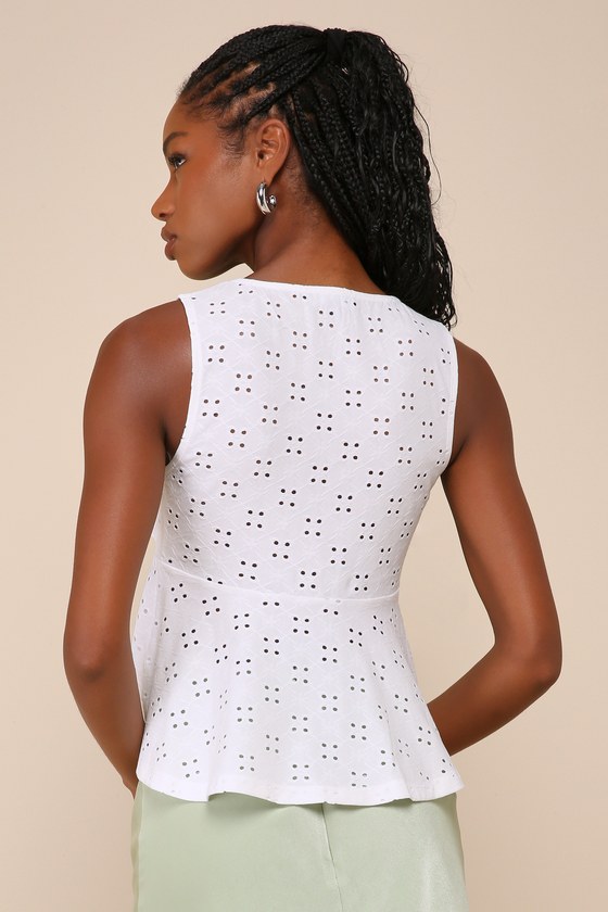 Ivory Eyelet Top - Embroidered Sleeveless Tank Top - Tank Top - Lulus