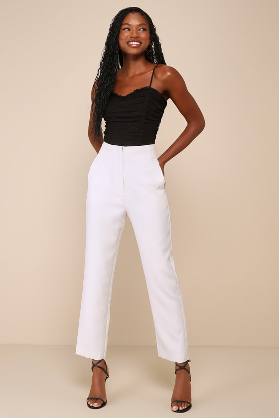 Black Ruffled Tank Top - Mesh Ruched Tank Top - Cropped Tank Top - Lulus