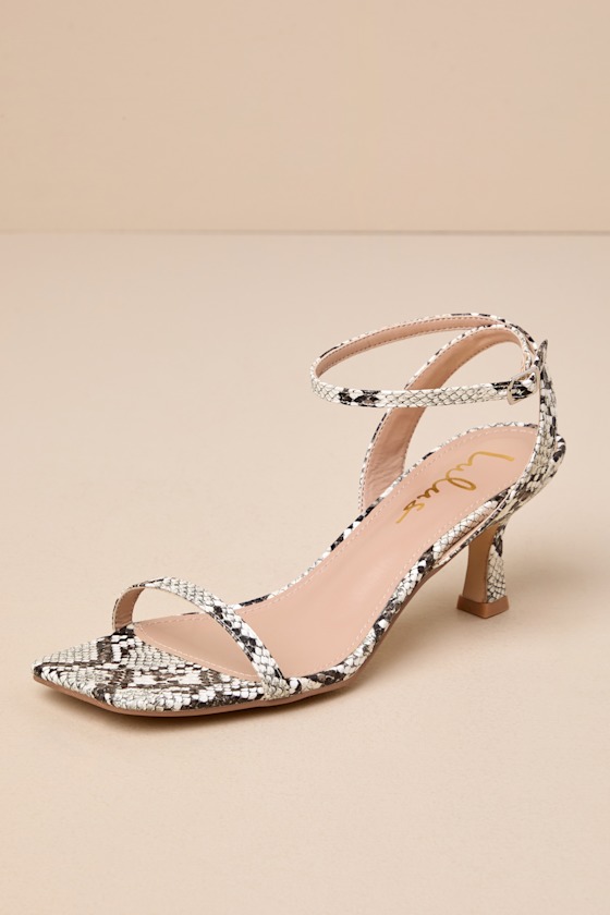 Natural Snake Heels - High Heel Sandals - Snake-Embossed Heels - Lulus