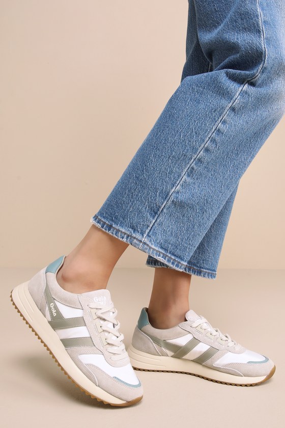 Gola Chicago Off White - White Suede Sneakers - Color Block Shoes - Lulus