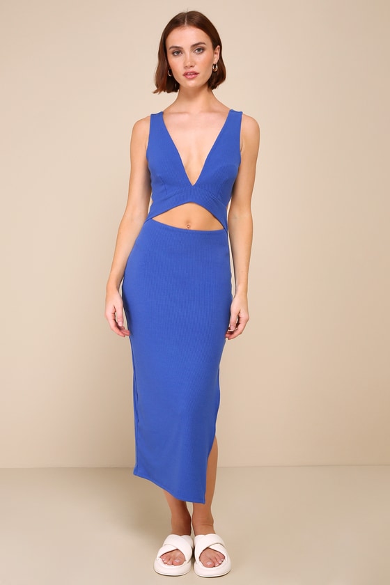 Royal Blue Midi Dress - Bodycon Midi Dress - Cutout Bodycon Dress - Lulus