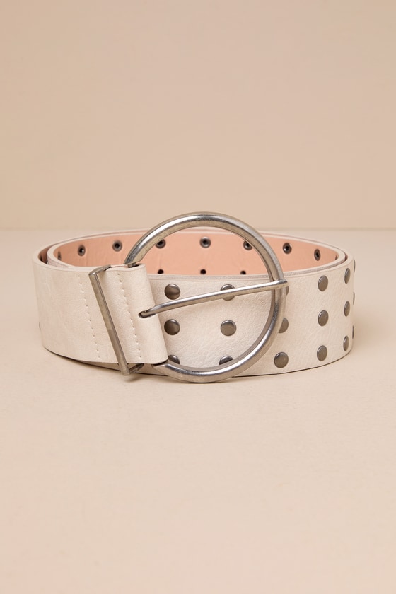 Ivory Studded Belt - Y2K Belt - Studded Belt - Grommet Belt - Lulus