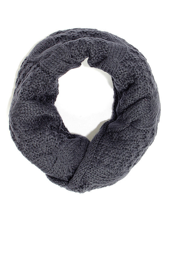 Cute Grey Scarf - Infinity Scarf - Cable Knit Scarf - Circle Scarf ...