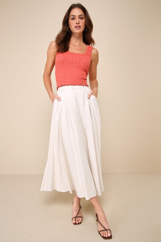 Brick Red Ribbed Tank Top - Heathered Tank Top - Cropped Tank Top - Lulus