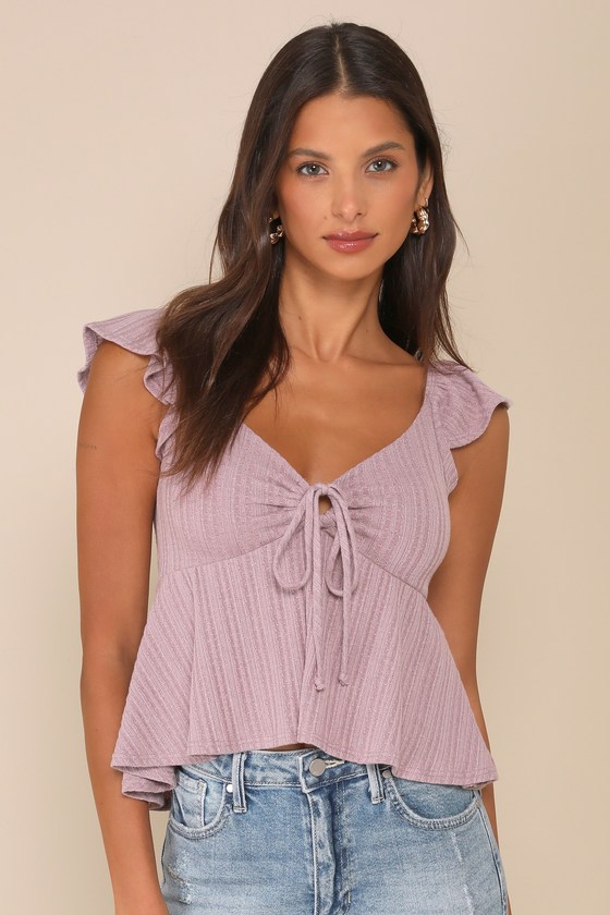 Lavender Tie-Front Top - Short Sleeve Top - Drawstring Top - Top - Lulus
